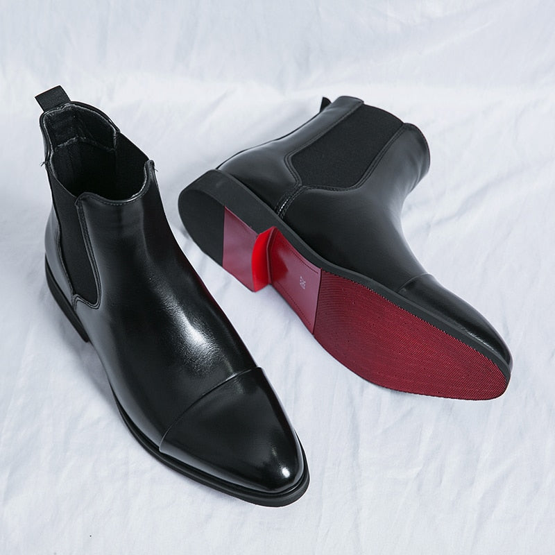 Roma - Red Bottom sole leather Chelsea Boots For Men – AshourShoes